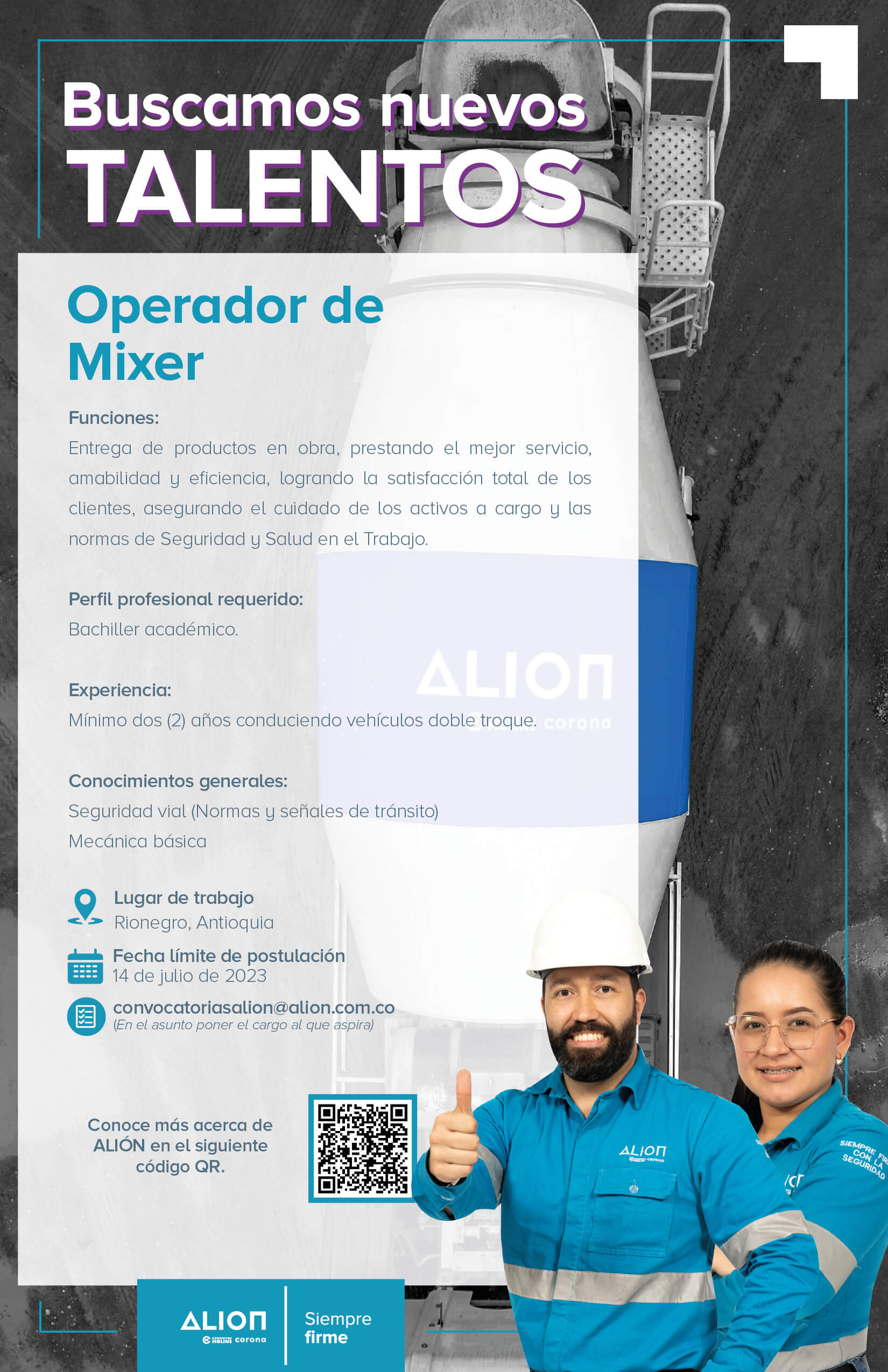 TRABAJA CON NOSOTROS - Cemento ALIÓN